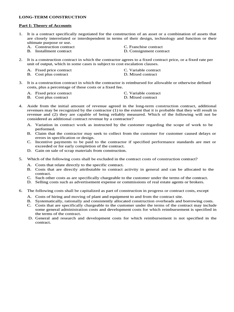 Long-Term Construction Contract Accounting | PDF | Equity (Finance) | Business