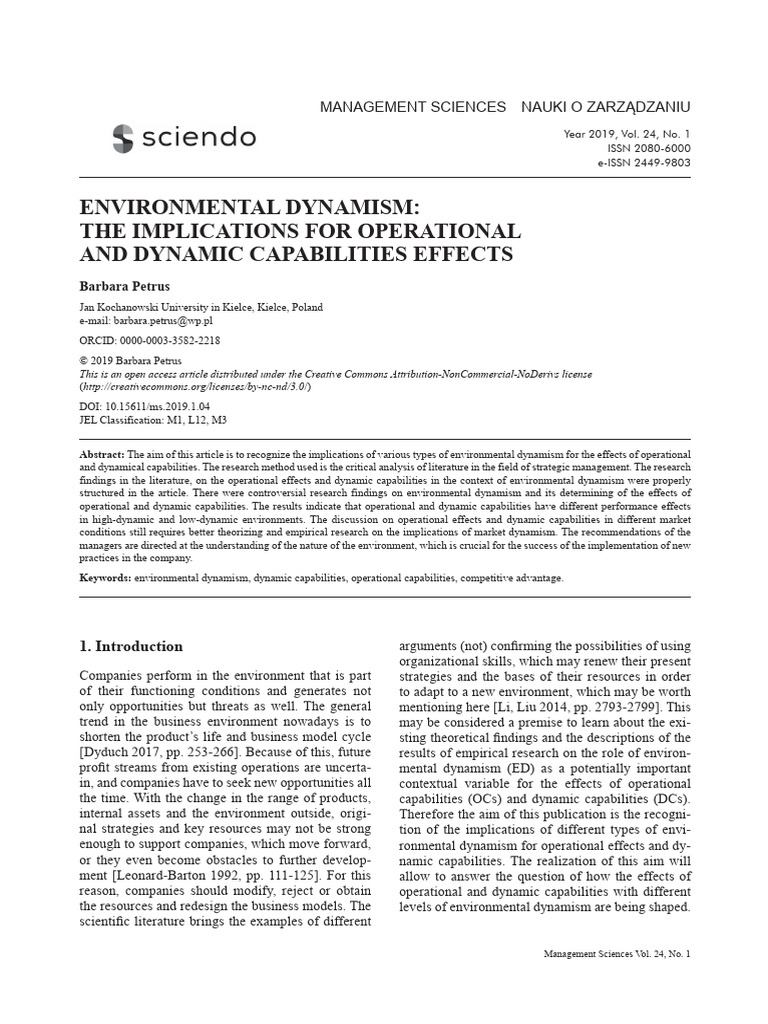 Environmental Dynamism the Implication | PDF | Competitive Advantage ...