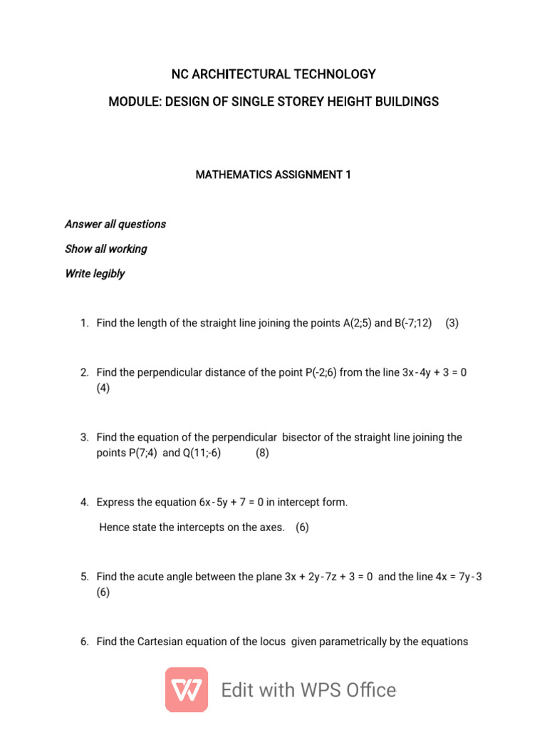 NC Arch Maths Assignment 1 | PDF