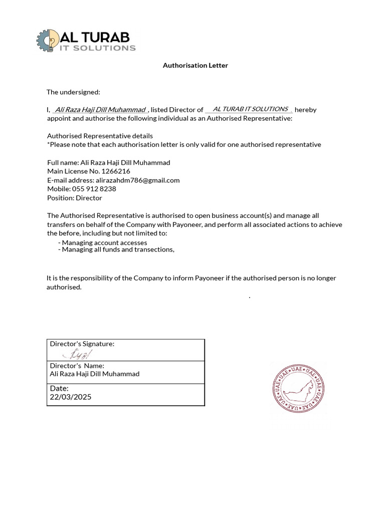 Authorisation Letter | PDF