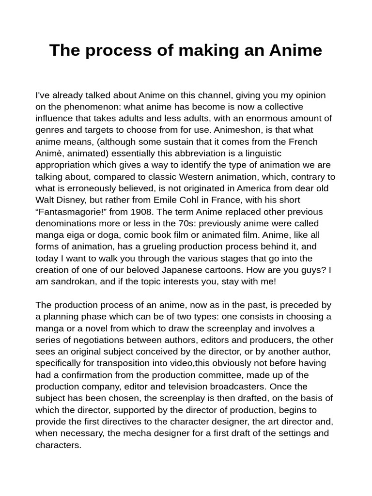 ANIME INDUSTRY SCRIPT FOR YOUTUBE - en | PDF | Animation | 3 D Computer ...