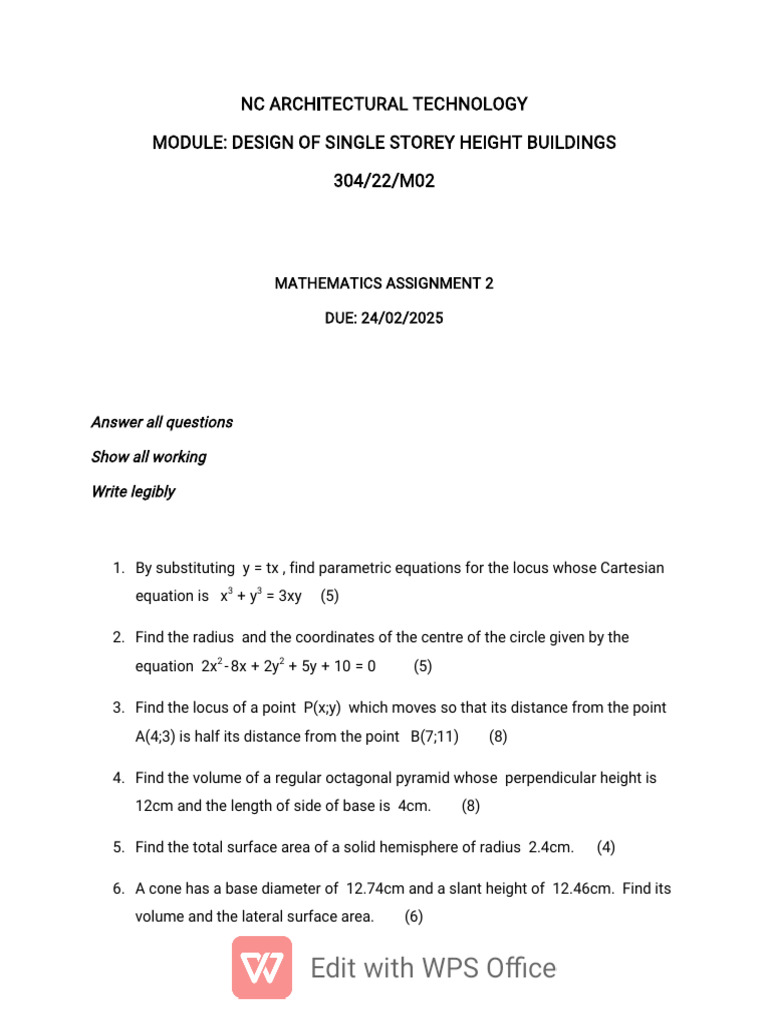 NC Arch Maths Assignment 2 | PDF