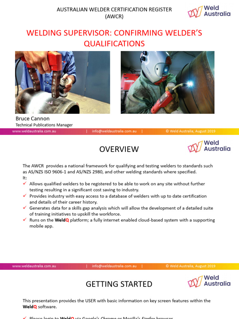 WeldAustralia WeldQ Supervisor Confirms a Welder Qualification | PDF ...