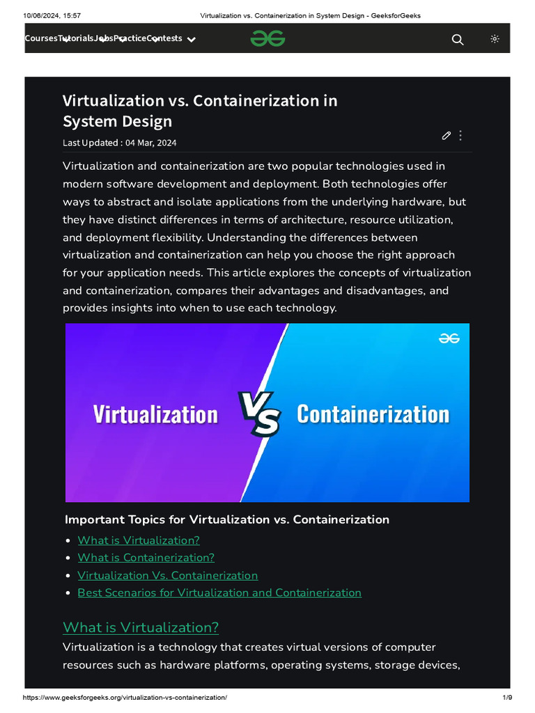 Virtualization vs. Containerization in System Design - GeeksforGeeks | PDF | Virtualization ...