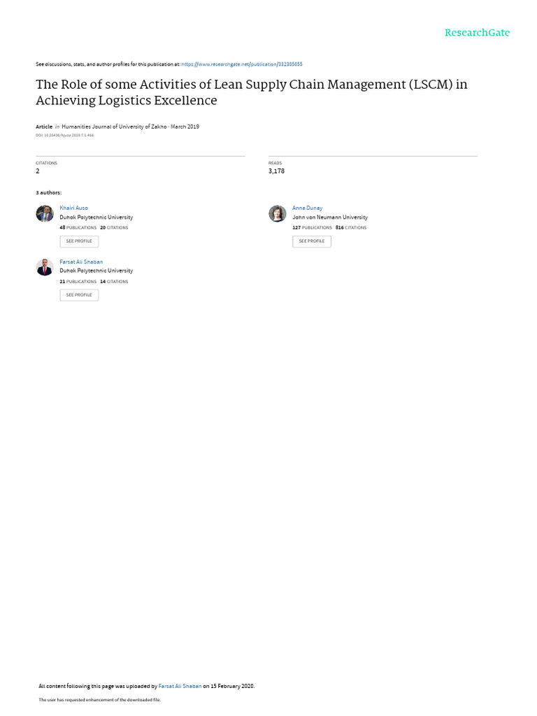 Lean-Supply-Chain-Management-Activities-and-Logistics-Excellence | PDF | Cronbach's Alpha ...