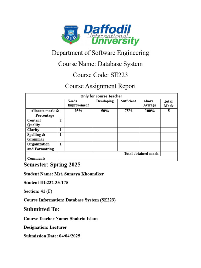 Dbms Assignment | PDF