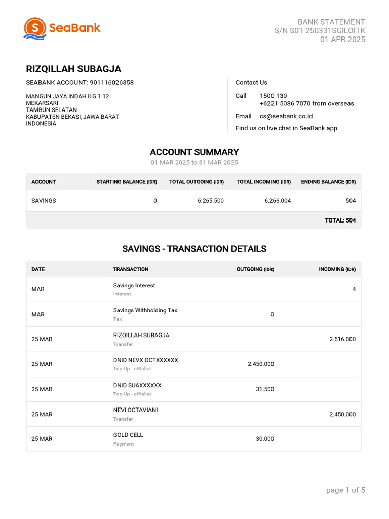 Sea Bank Maret | PDF | Taxes | Business