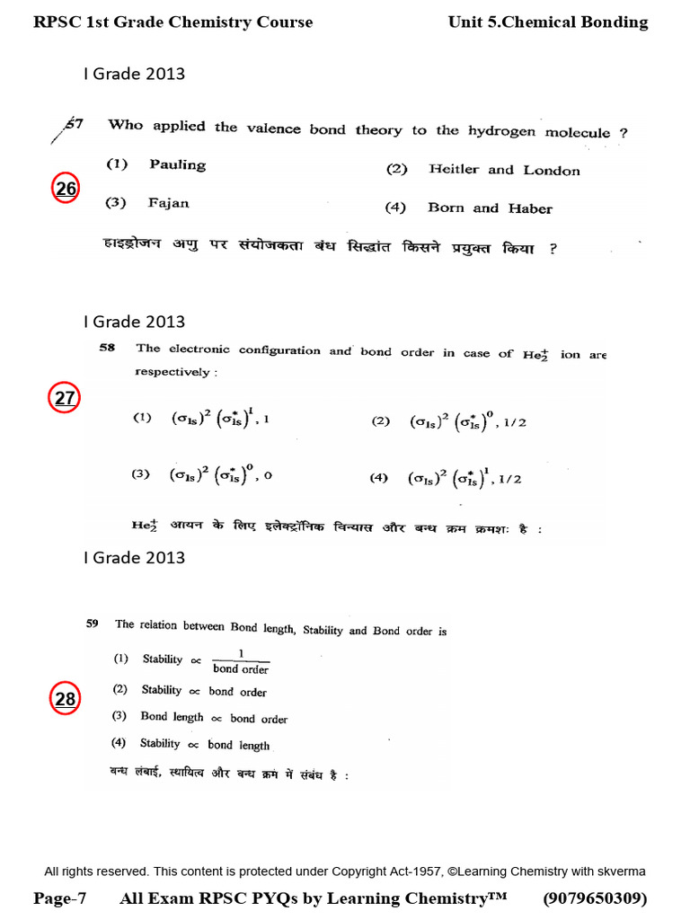RPSC PYQ Book Sample | PDF | Chemistry | Physical Sciences