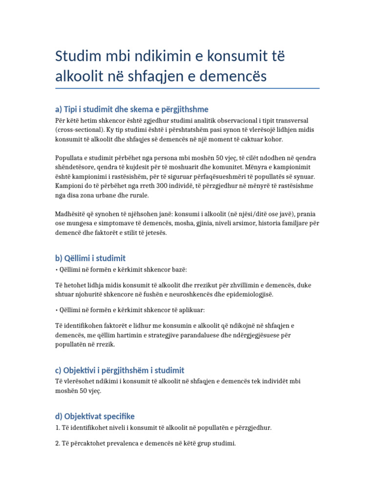 Studimi Ndikimi I Alkoolit Ne Demence | PDF
