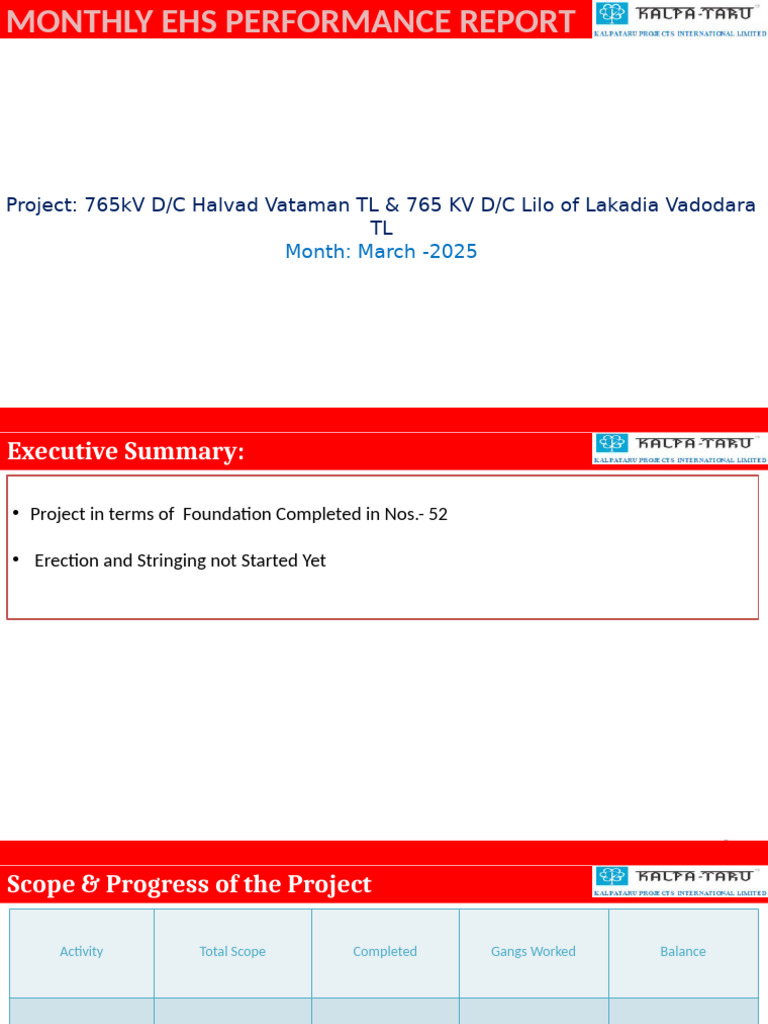 EHS Performance Report - Month of March 2025 | PDF | Safety