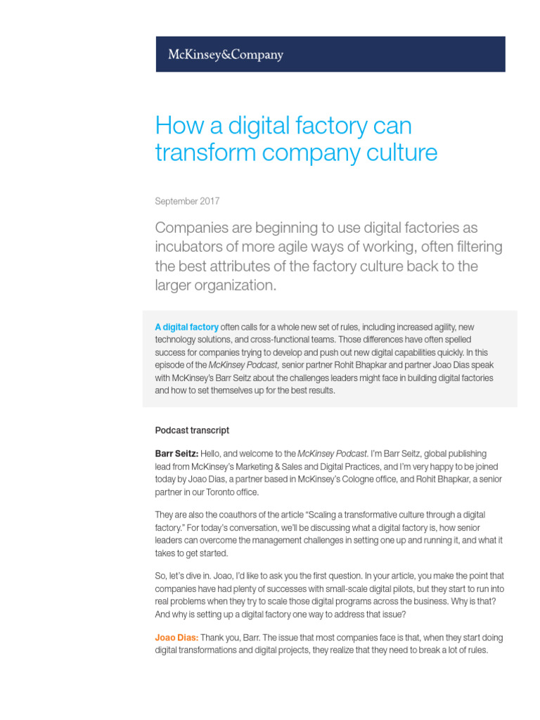 How A Digital Factory Can Transform Company Culture V3 | PDF | Business