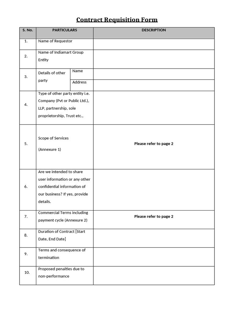 Contract Requisition Form May 2019 | PDF | Business Law