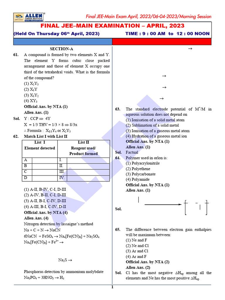 0604 Chemistry Paper With Sol Morning | PDF | Physical Chemistry ...