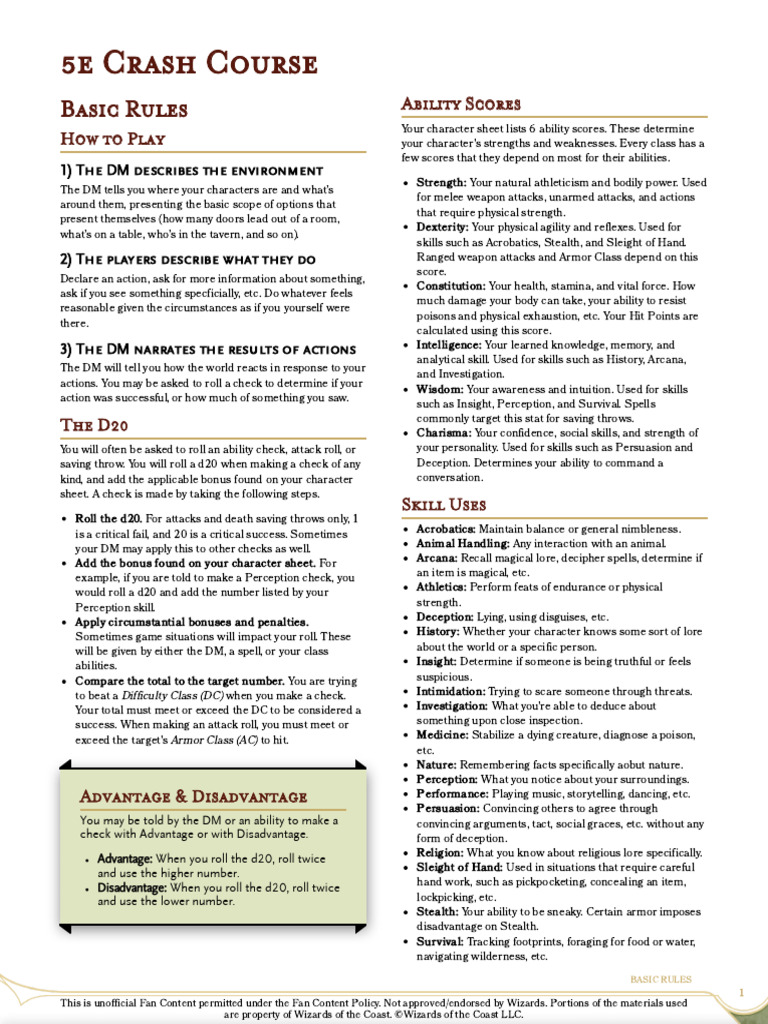 LotR - 5e - Rules Summary | PDF