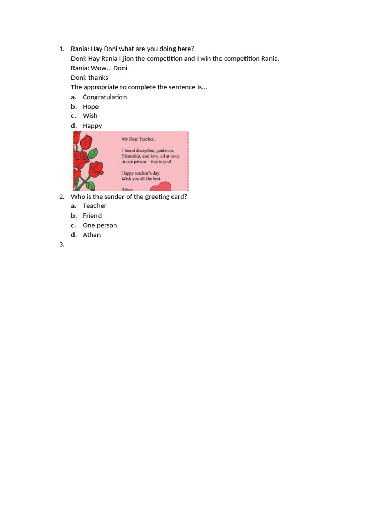 Soal Uas Bing SMP | PDF