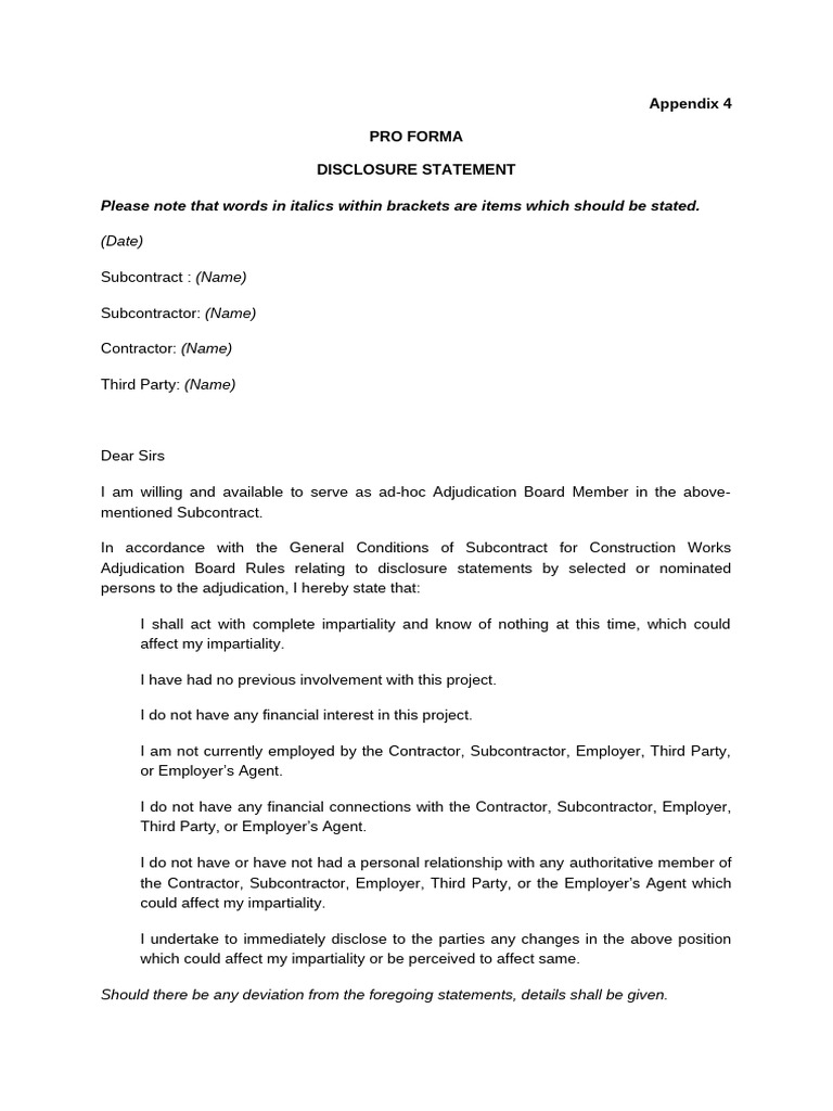 App. 4 - Disclosure Statement | PDF