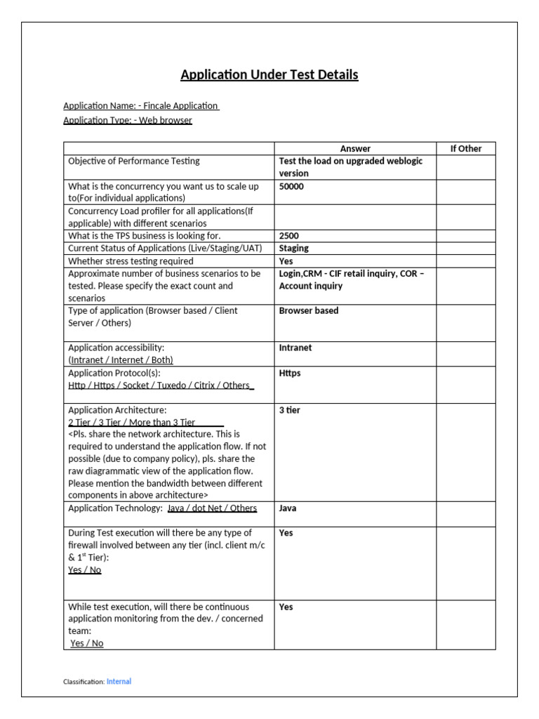 Performance Testing Questionnaire BOI | PDF | Databases | Central ...