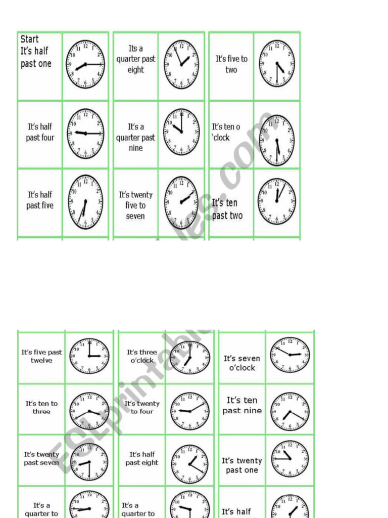 1 Sided Time Dominoes | PDF