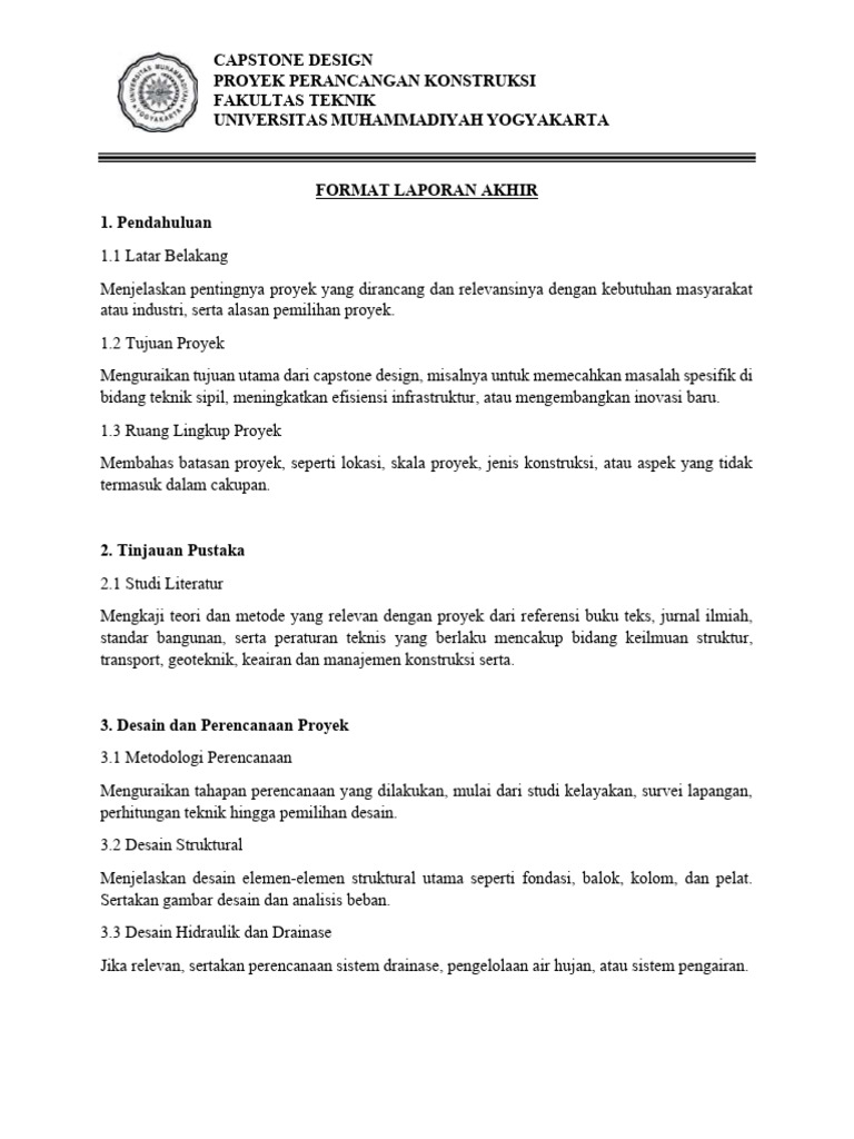 Format Laporan Capstone Design Teknik | PDF