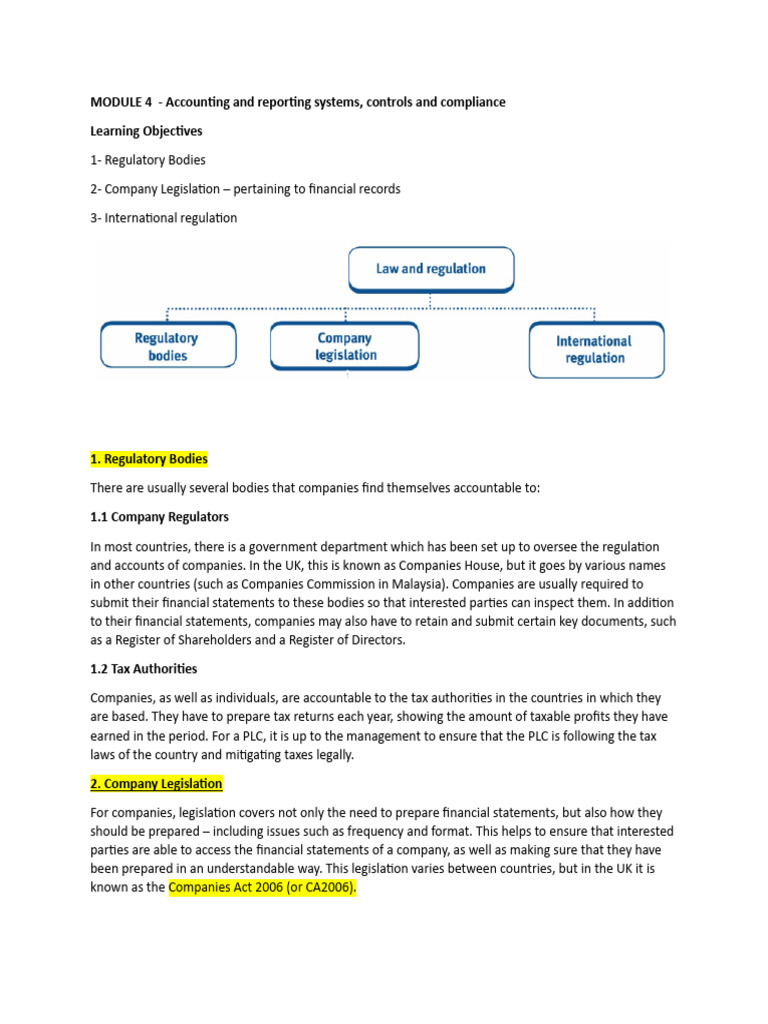 MODULE 4 - Accounting and Reporting Systems, Controls and Compliance | PDF | International ...