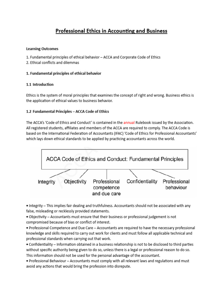 ACCA Ethical Principles for Accountants | PDF | Professional Ethics