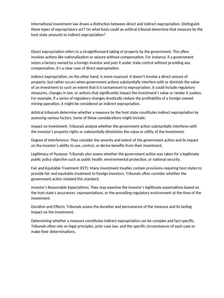 Direct and Indirect Expropriation | PDF | Investing | Justice