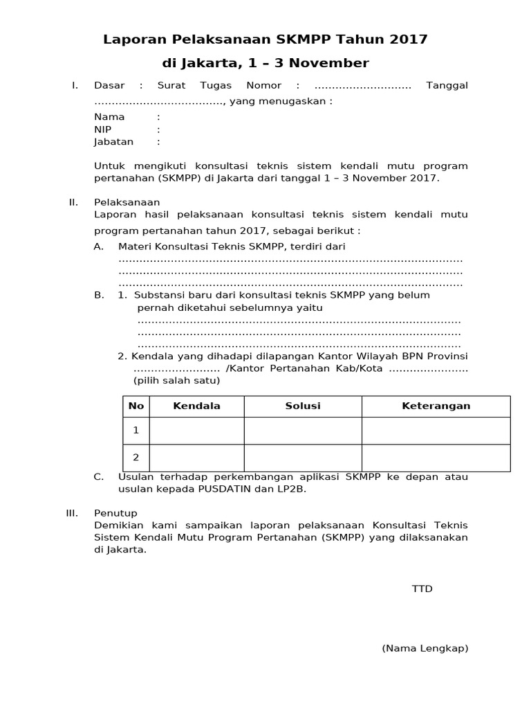 contoh Laporan Pelaksanaan SKMPP Tahun 2017 | PDF