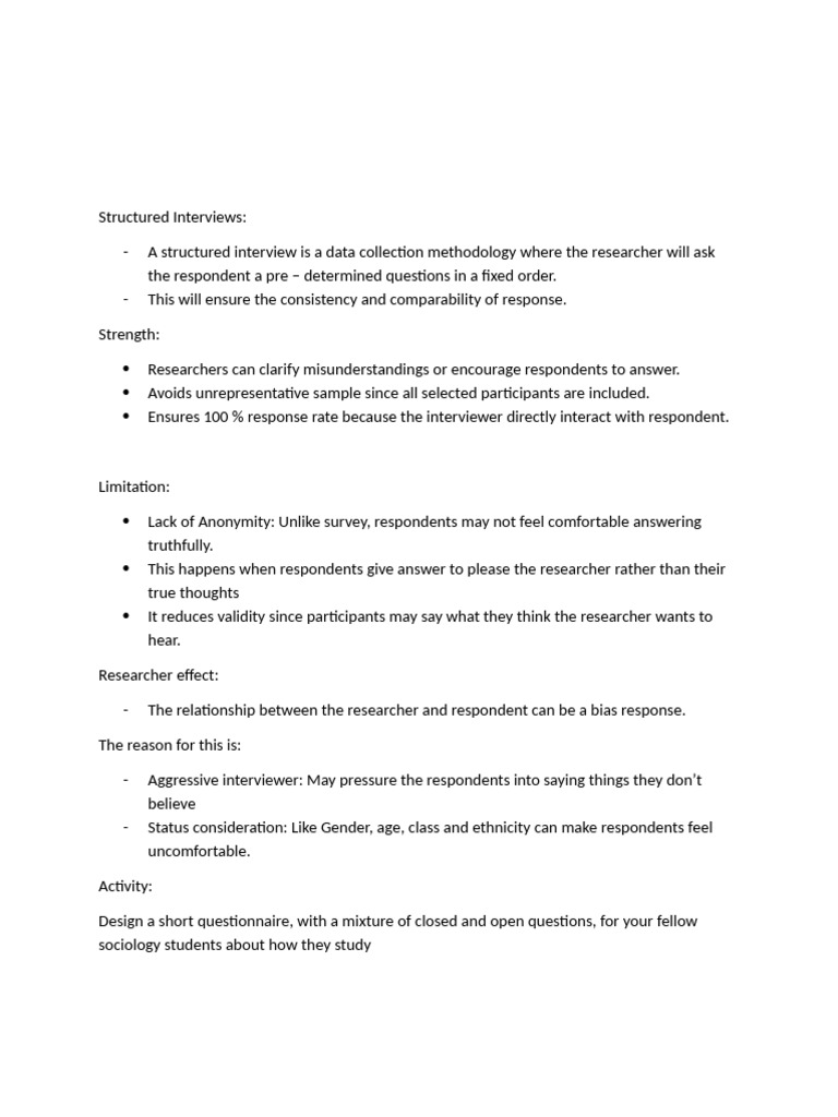 Structured Interviews | PDF