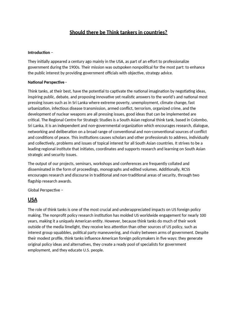 Venu - GP Work. (Think Tankers) | PDF | Advocacy Group | Think Tank