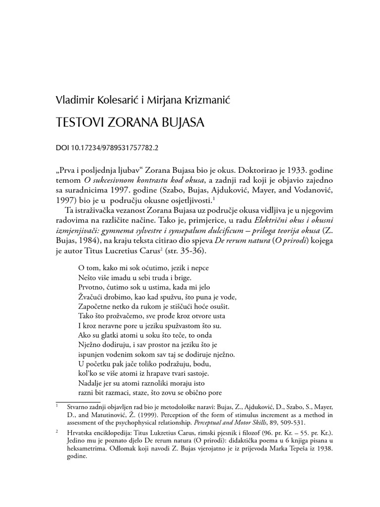 Testovi Zorana Bujasa | PDF