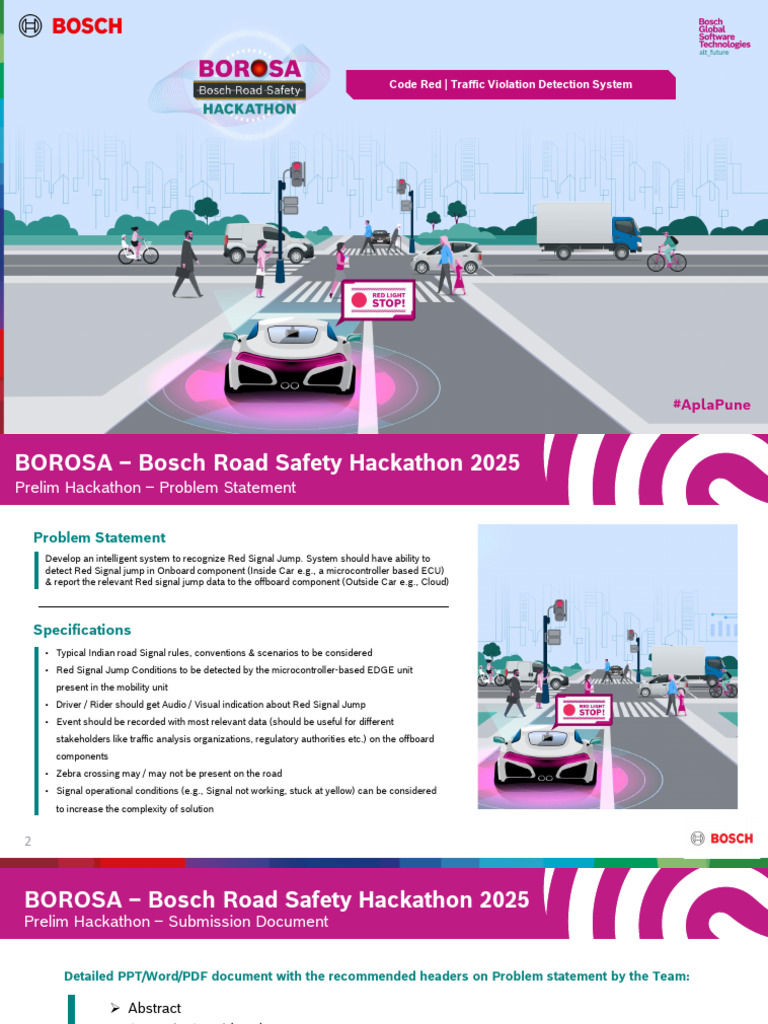 BOROSA - 2.0 - Bosch Road Safety - Prelim Problem Statement | PDF | Road Traffic Safety | Traffic
