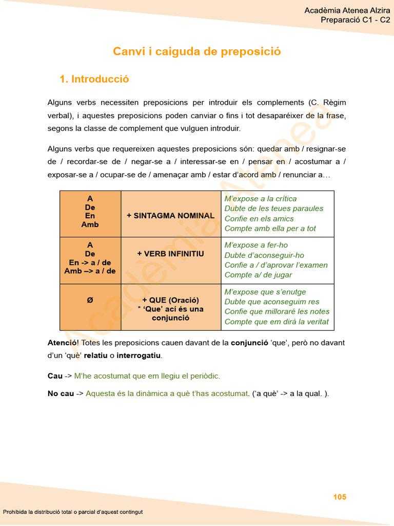 Canvi I Caiguda de Preposició | PDF