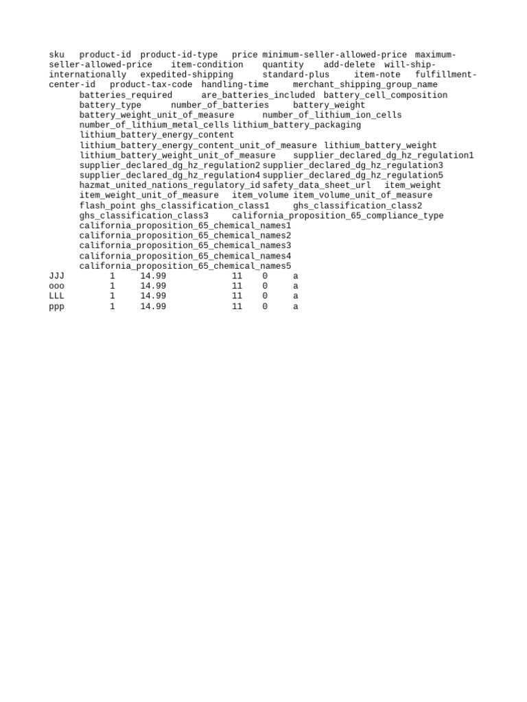 Product SKU and Shipping Details | PDF