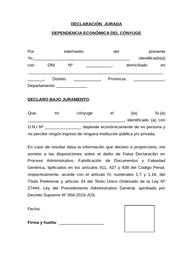 DECLARACION JURADA | PDF
