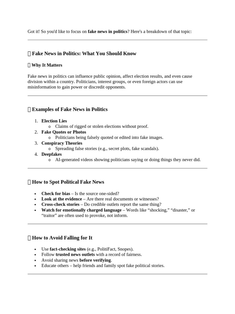 Understanding Fake News in Politics | PDF