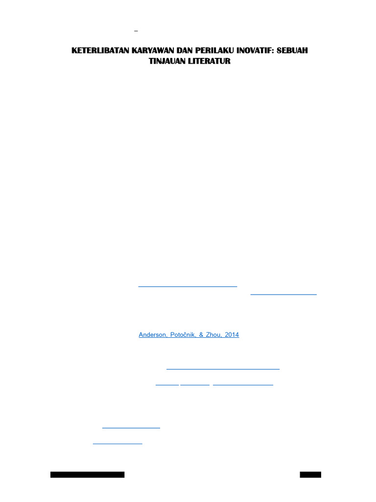 Keterlibatan Karyawan Dan Perilaku Inovatif: Sebuah Tinjauan Literatur ...