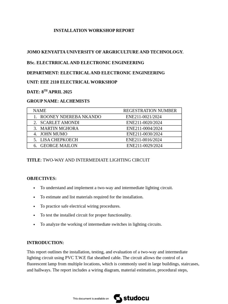 Two Way and Intermediate Lighting | PDF | Electrical Wiring | Switch