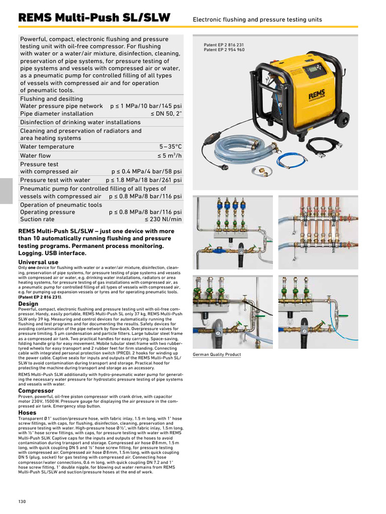 REMS-Multi-Push-SLW-eng-GRC | PDF | Pipe (Fluid Conveyance) | Pneumatics