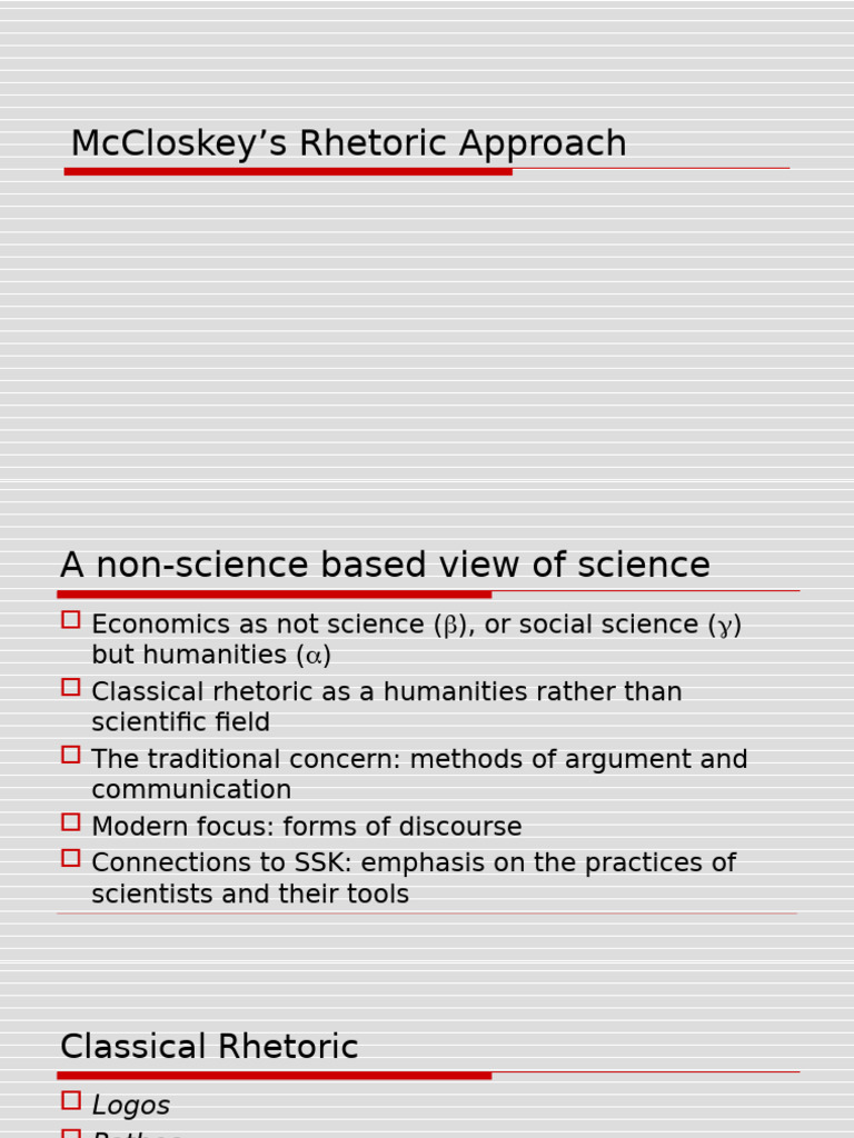McCloskey's Rhetoric Approach | PDF | Science | Rhetoric