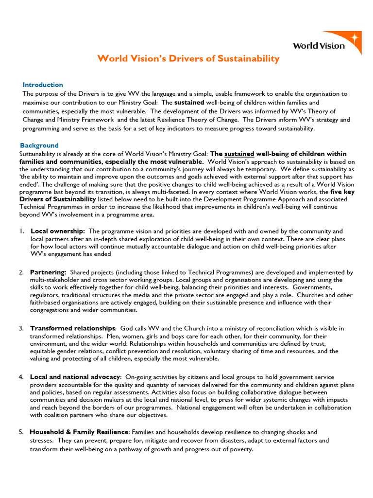 WV's Sustainability Drivers - Summary - 2-15 | PDF | Sustainability ...