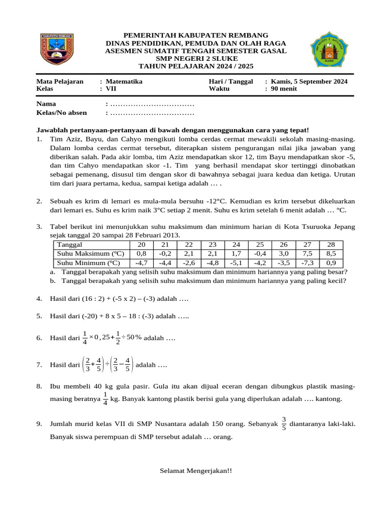 Soal Asts 7 Gasal | PDF