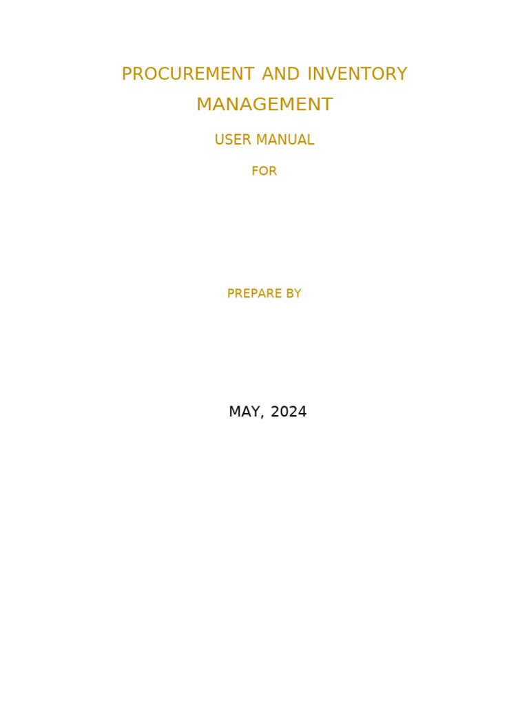 Procurement and Inventory User Manual | PDF | Inventory | Procurement