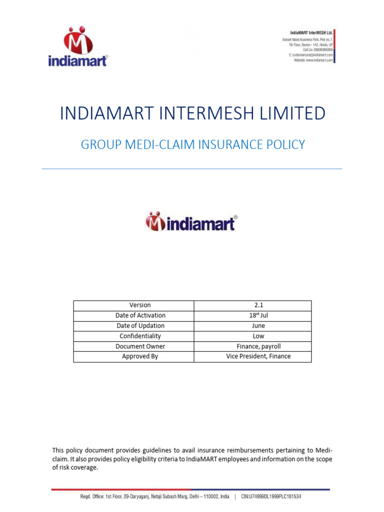 Group Mediclaim Policy Sep 2024 | PDF | Insurance | Employment