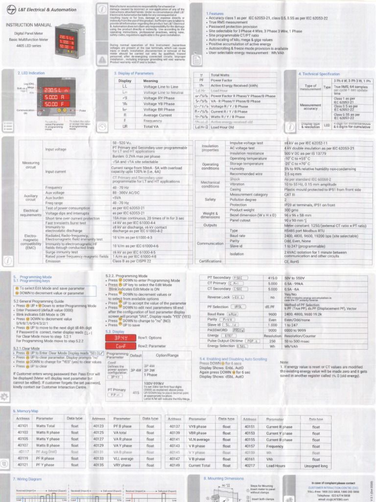L&T MFM Manual | PDF