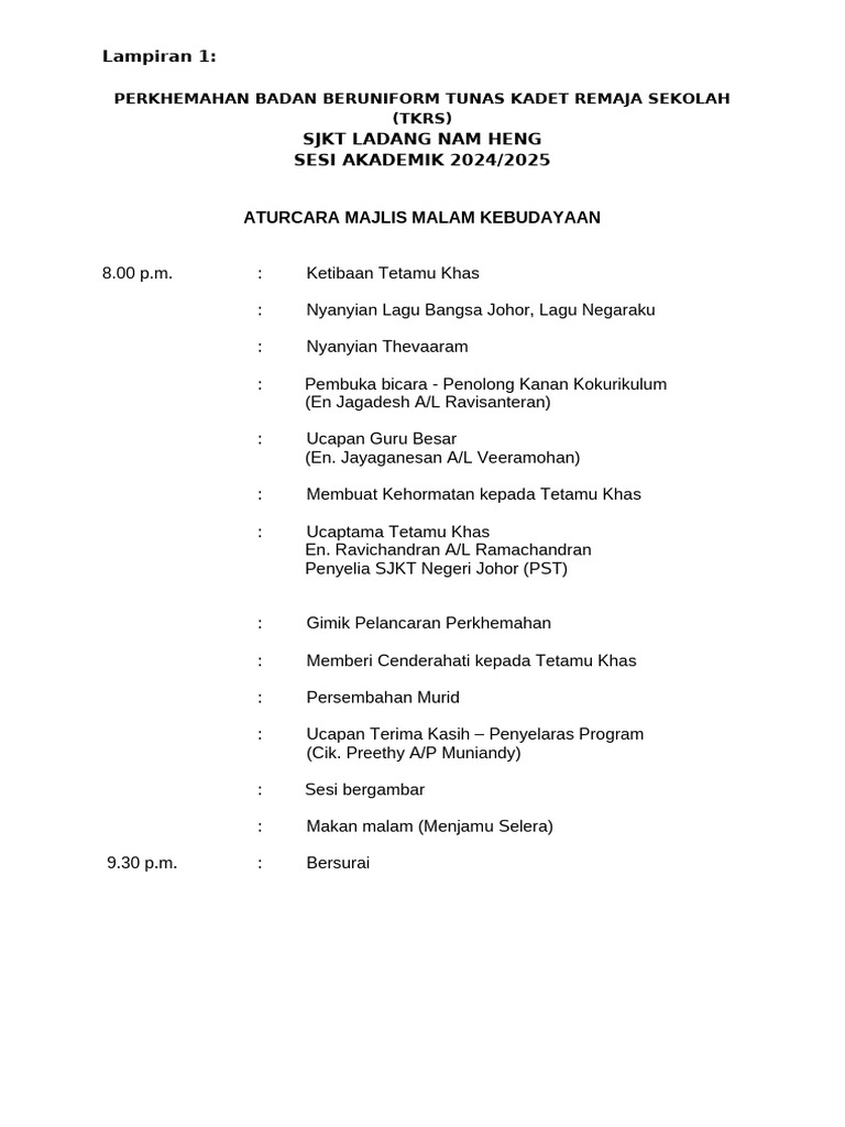 Tentatif Malam Kebudayaan | PDF