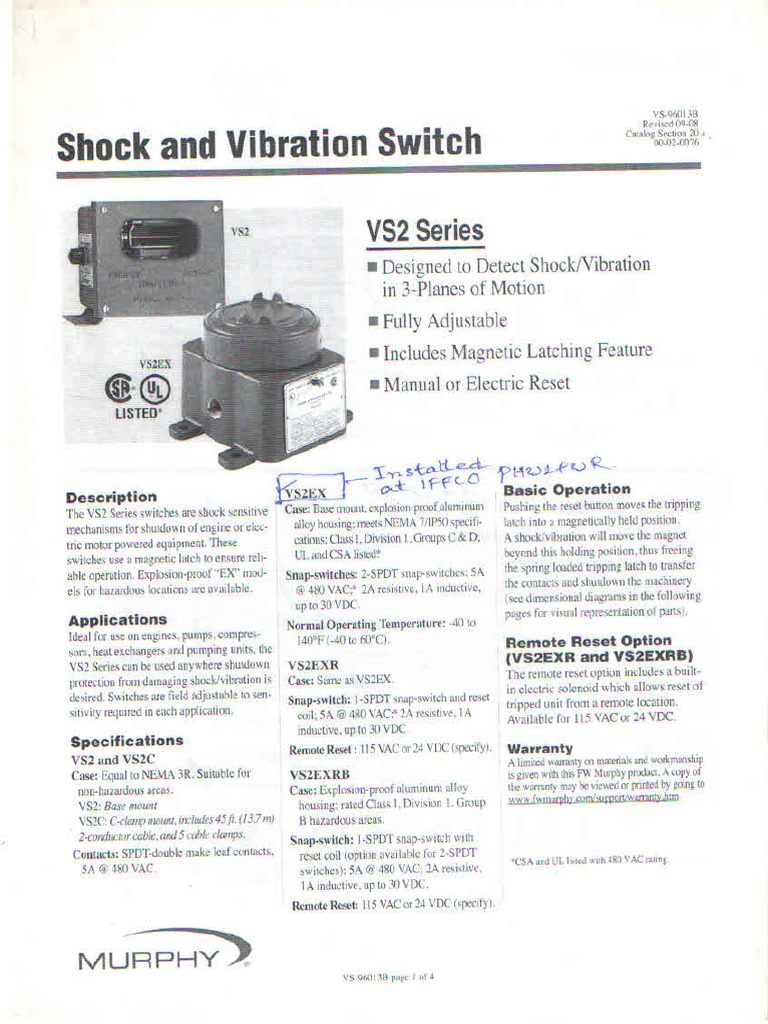 Murphy Vibration Switch | PDF