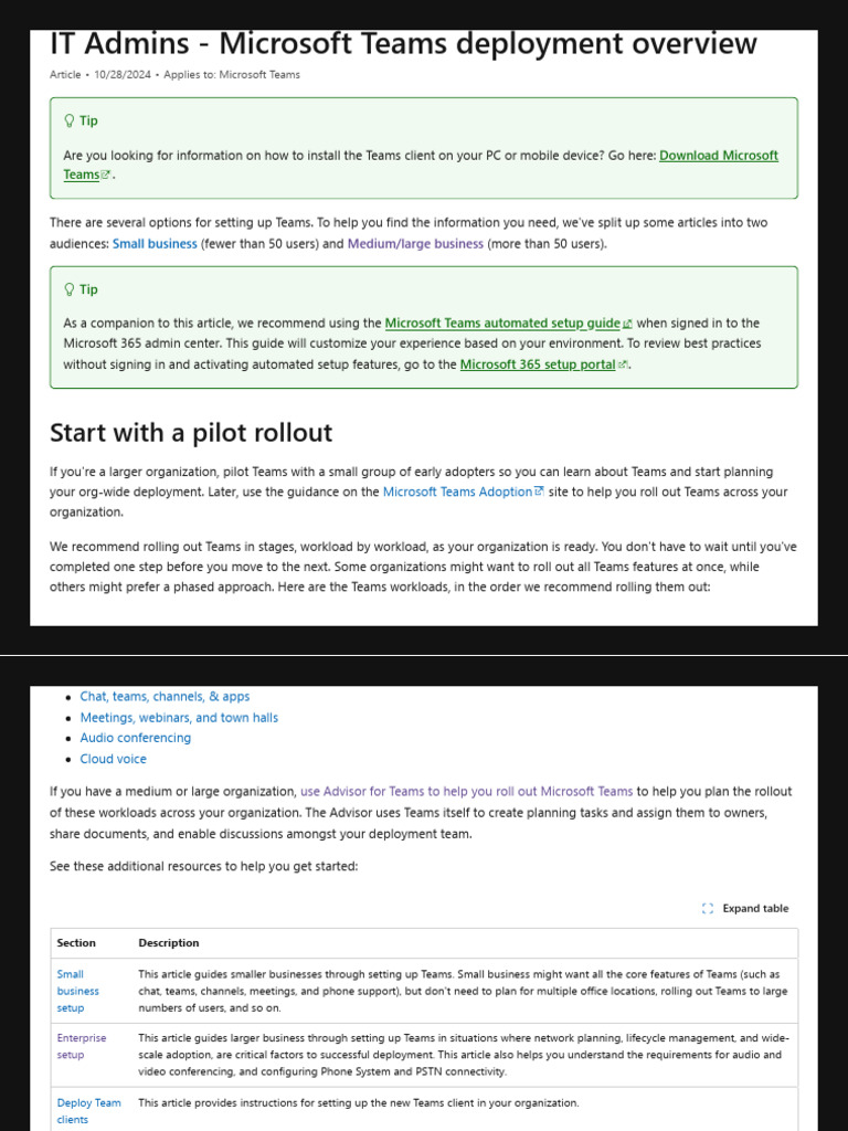 IT Admins - Microsoft Teams Deployment Overview - Microsoft Teams - Microsoft Learn | PDF ...
