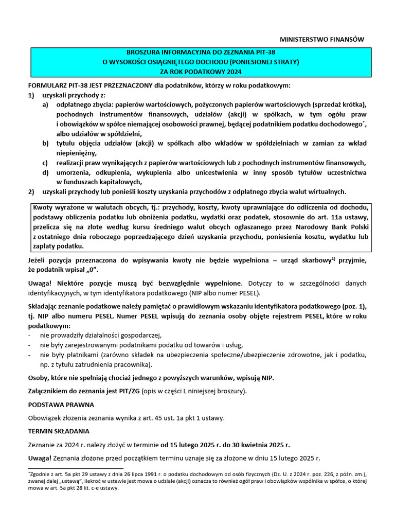 Broszura Do Pit 38 Za 2024 R | PDF