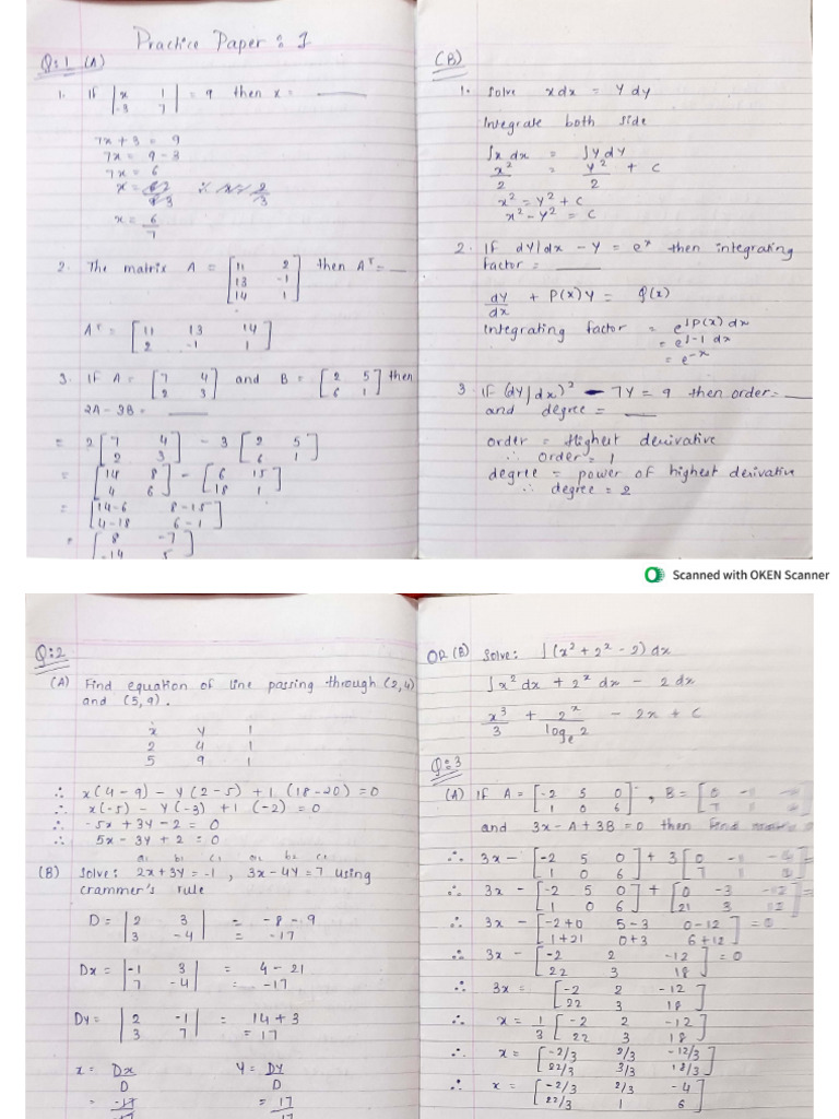 Maths practice paper 1 solution | PDF