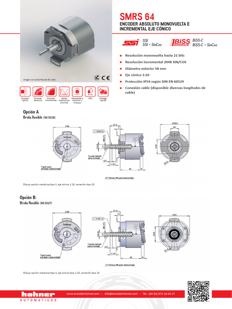 Encoder Absoluto SMRS 64: Especificaciones y Conexiones | PDF